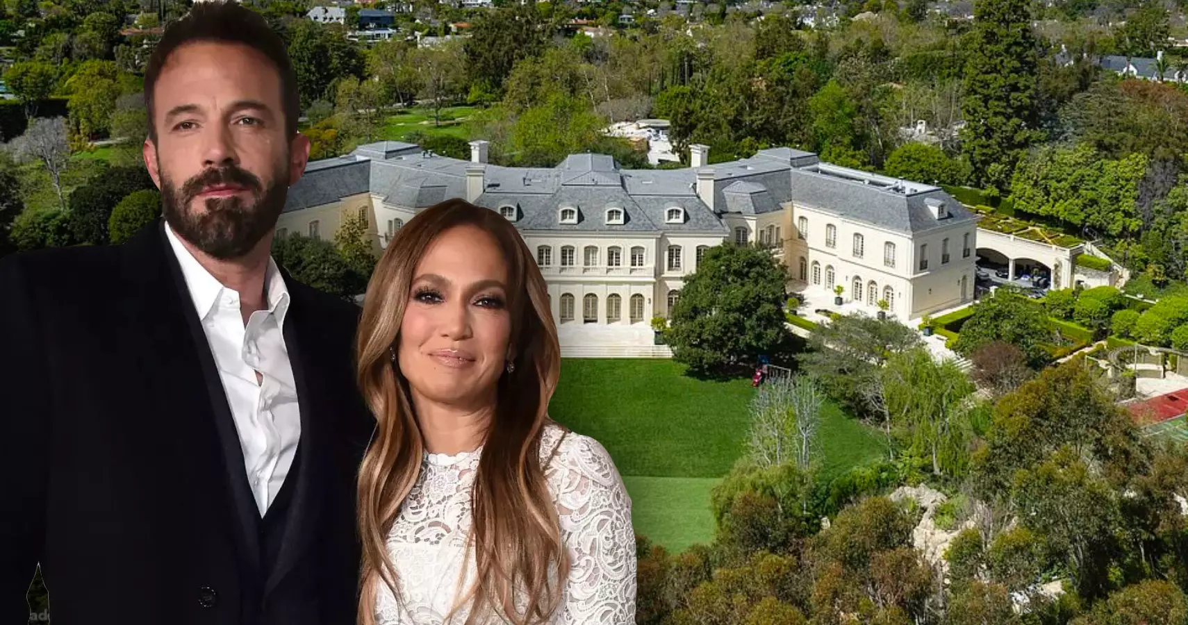 Jennifer Lopez en Ben Affleck het na 'n herehuis van $165 miljoen gesien